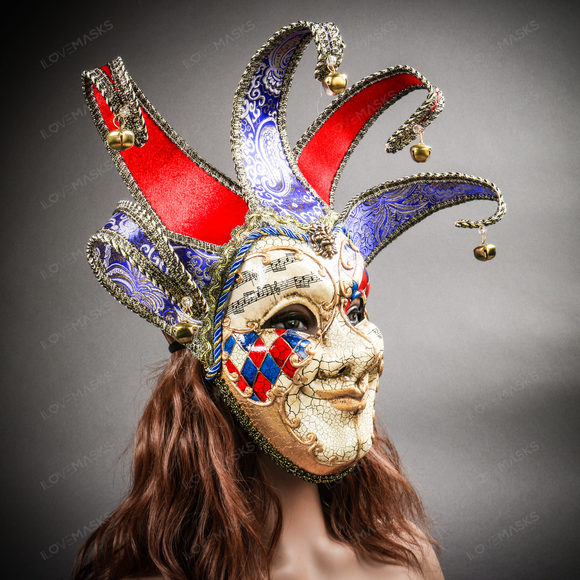 ILOVEMASKS | Accessories | Medieval Jester Musical Joker Venetian ...